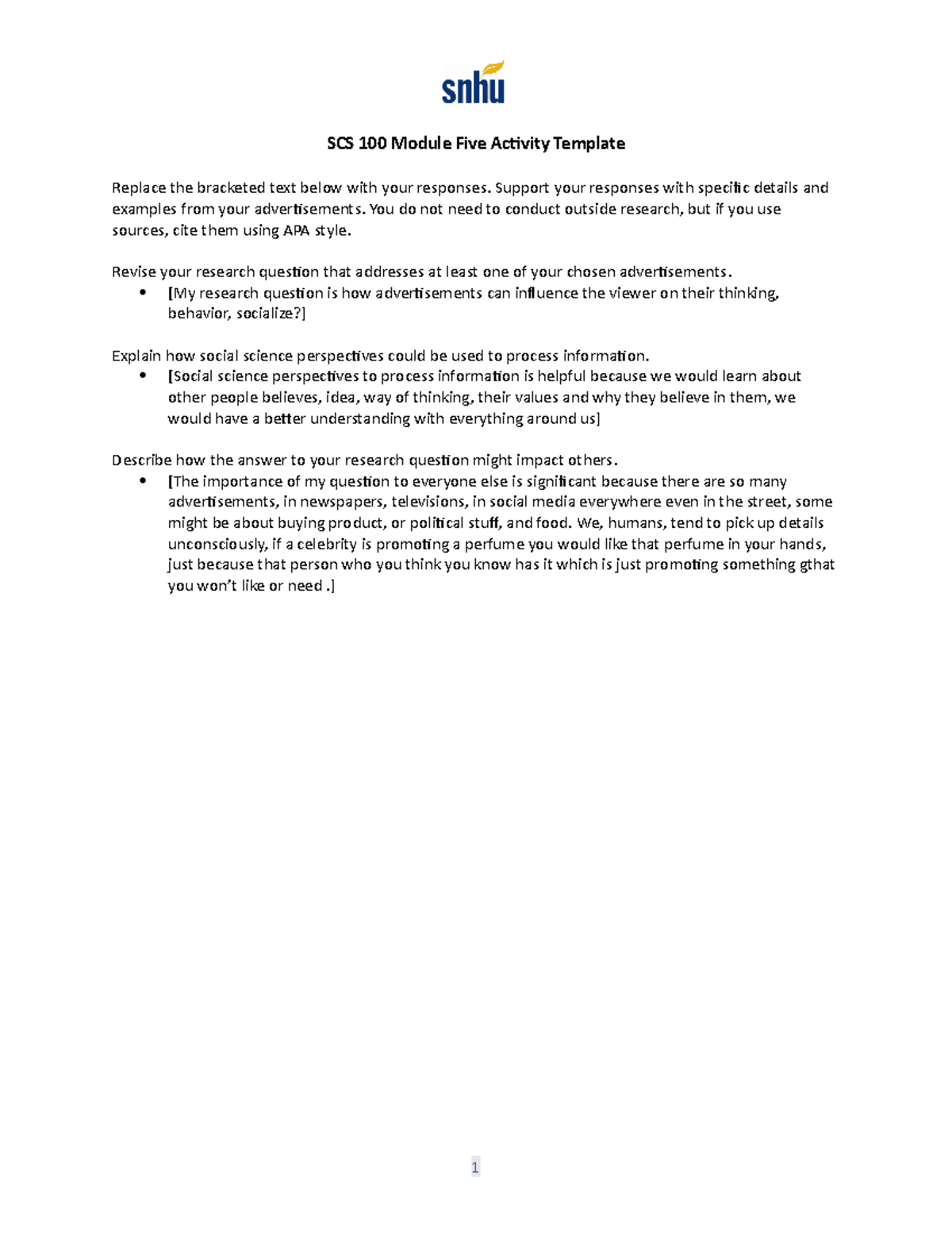 Scs 100 Module Five Activity Template Scs 100 Module Five Activity Template Replace The