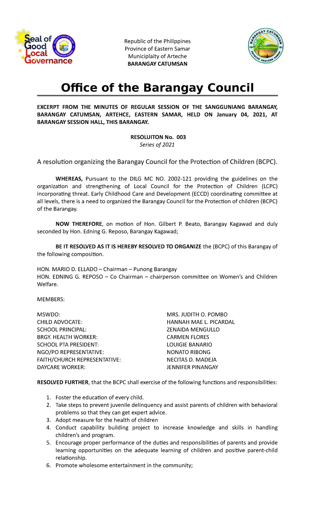 BCPC 2021 - it help - Republic of the Philippines Province of Eastern ...