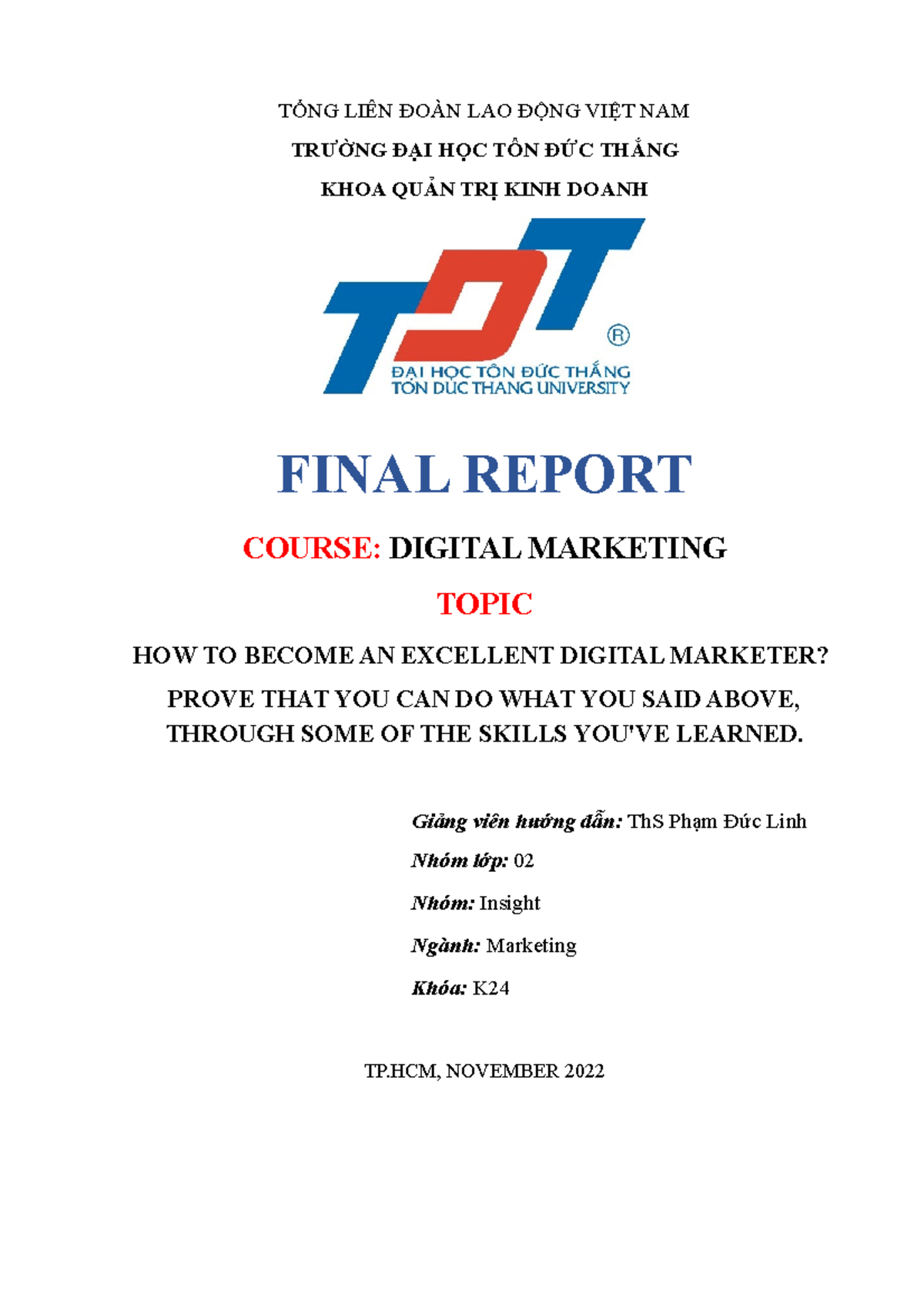 Digital-Marketing Final Insight-team - TỔNG LIÊN ĐOÀN LAO ĐỘNG VIỆT NAM ...