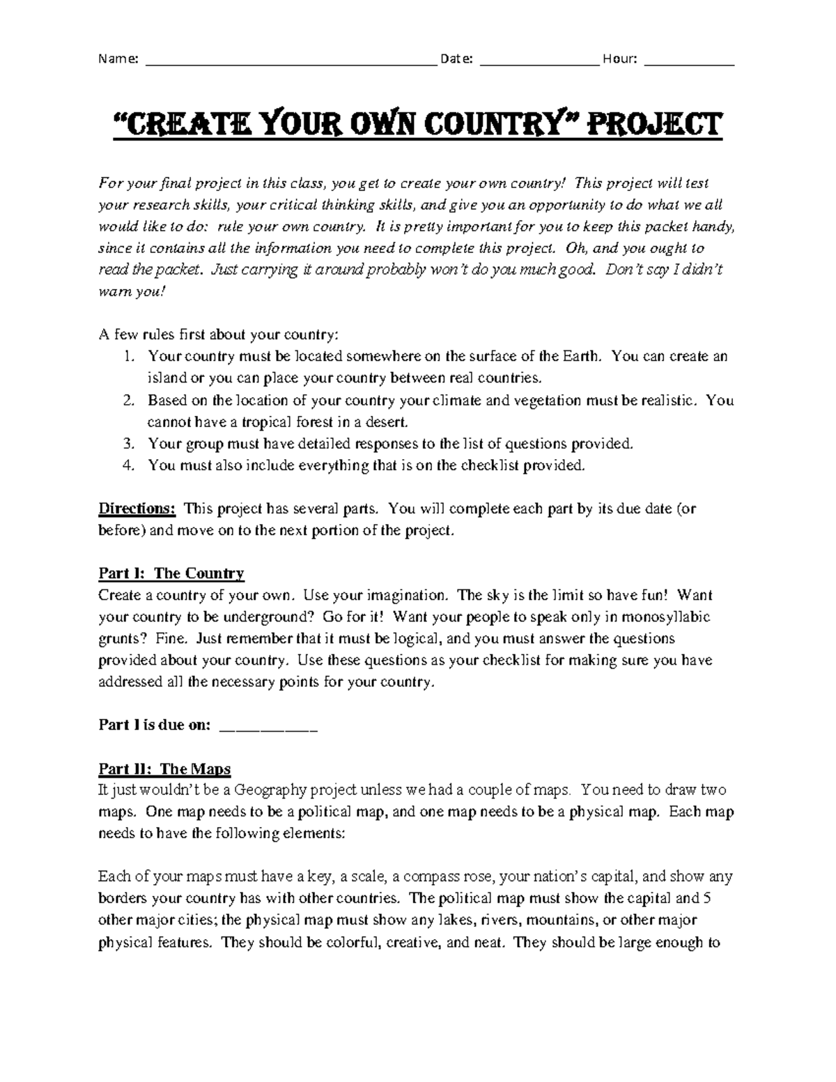 Camila Cabrera - Create Your Own Country Project - “Create Your Own ...