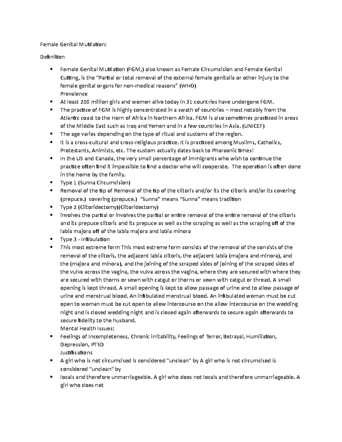 Female Genital Mutilation notes - Female Genital Mutilation: Definition ...