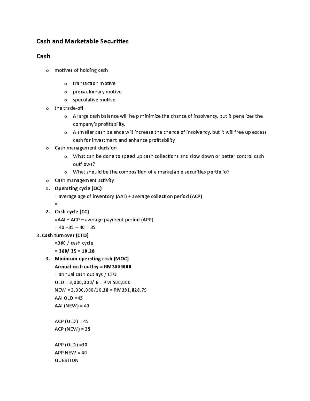 Cash and marketable securities summary - Cash and Marketable Securities ...