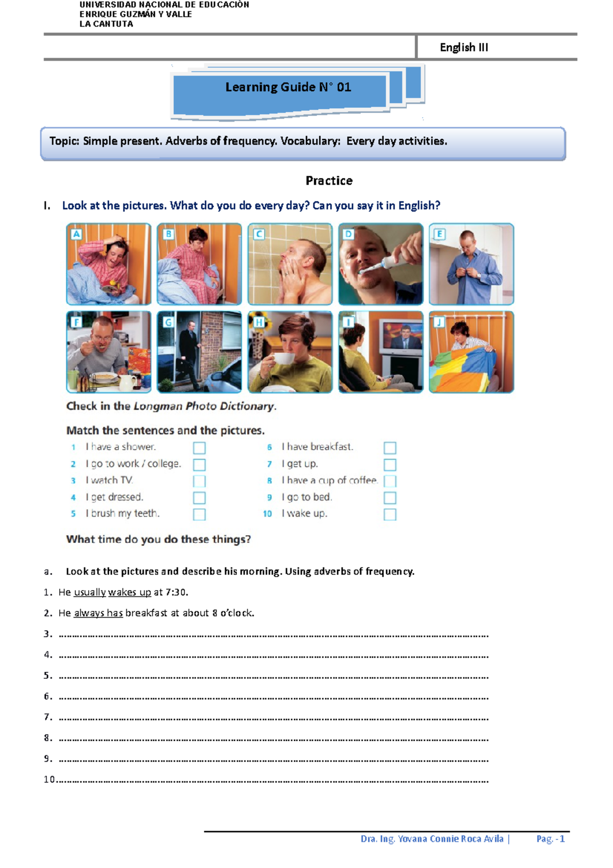 Learning guide 1 - WEEK 1-2 - Ingles III- 2023-II - English III ...