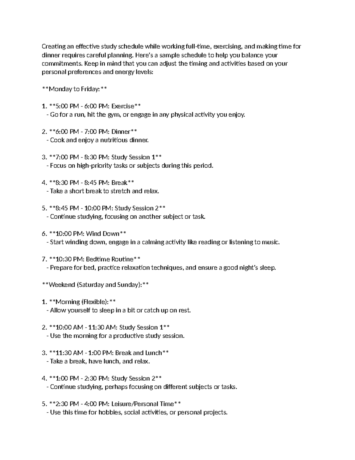 Creating an effective study schedule while working full - Here's a ...