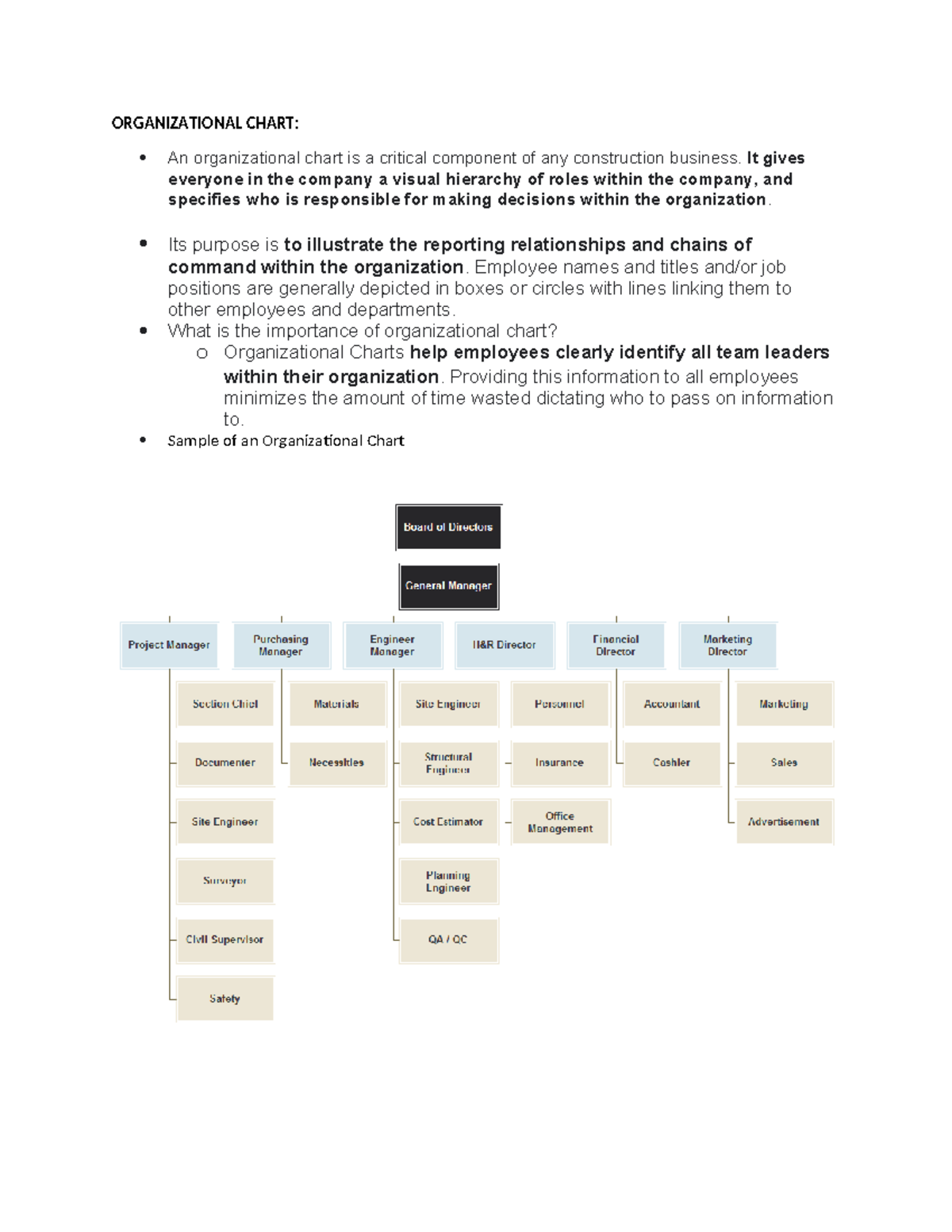 Construction- Organizational- Chart - ORGANIZATIONAL CHART: An ...