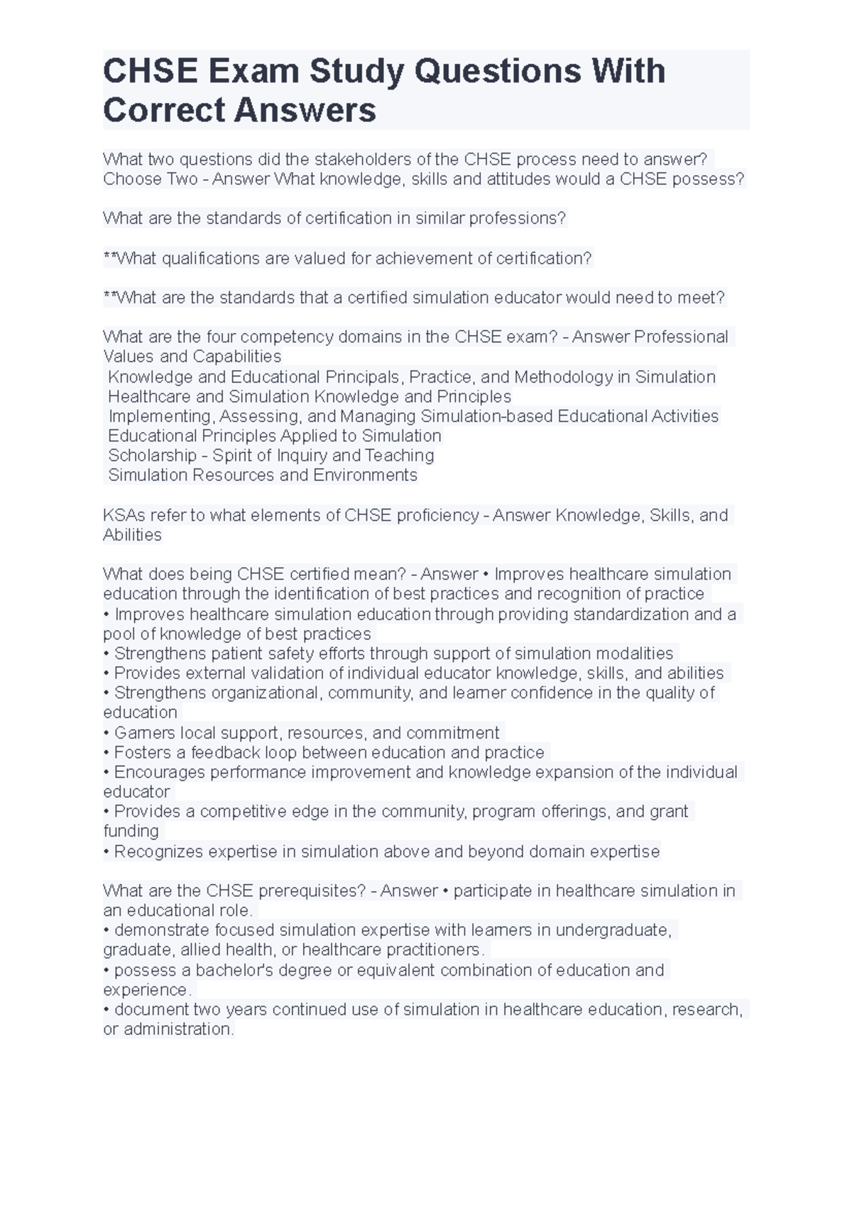 CHSE Exam Study Questions With Correct Answers - CHSE Exam Study ...