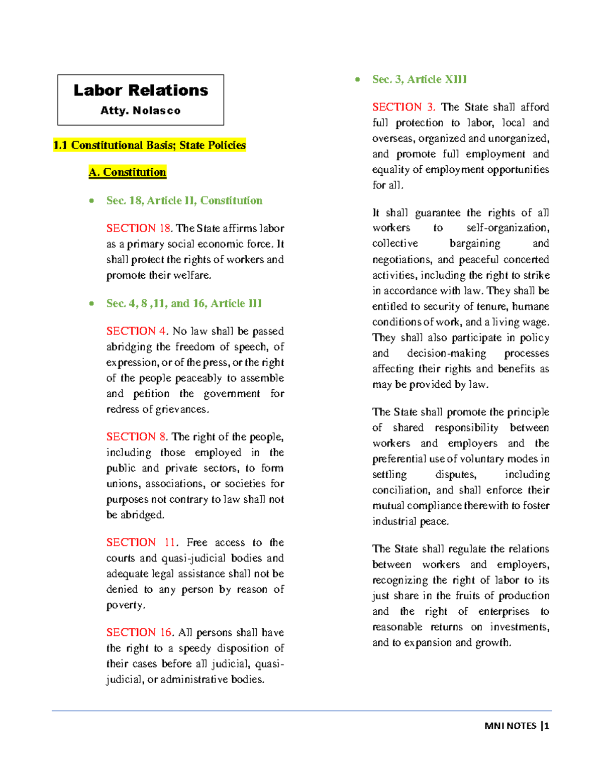 Labor Relations Notes - Bachelors of LAW - Studocu