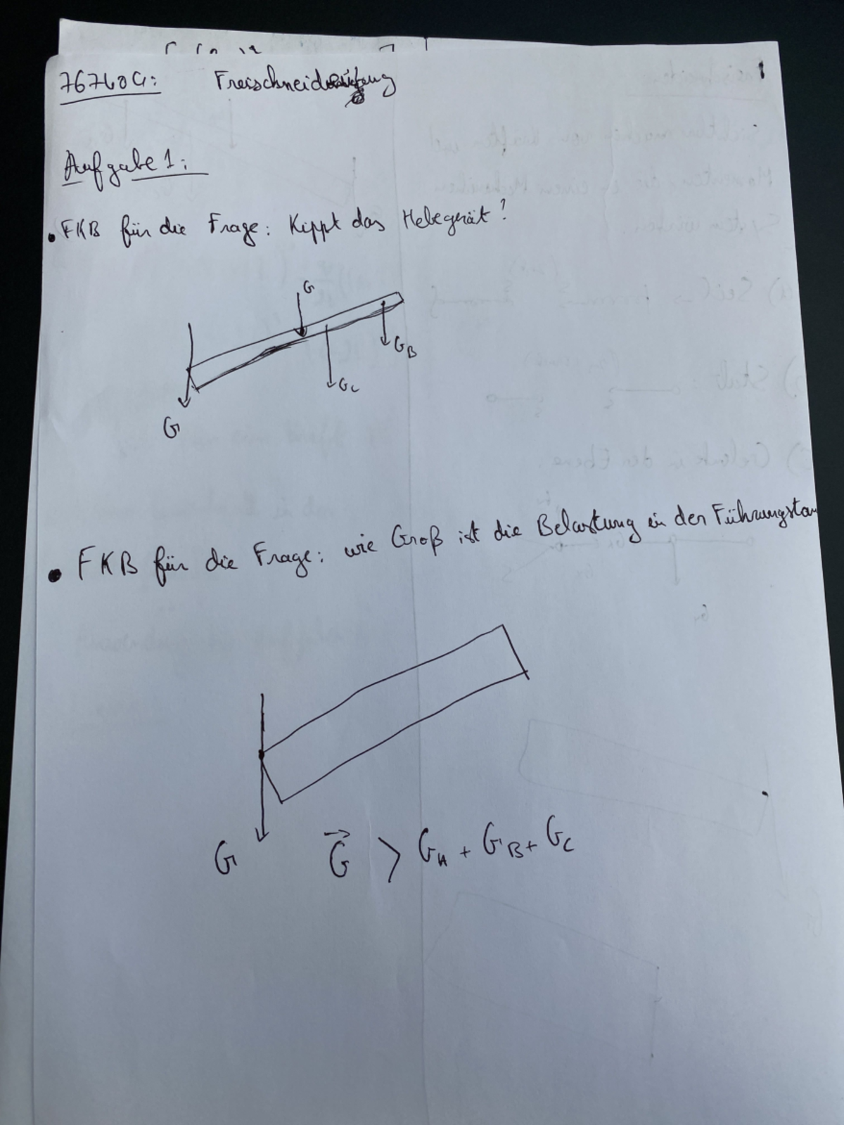Freischneidungübung - Aufgabe - Technische Mechanik - Studocu