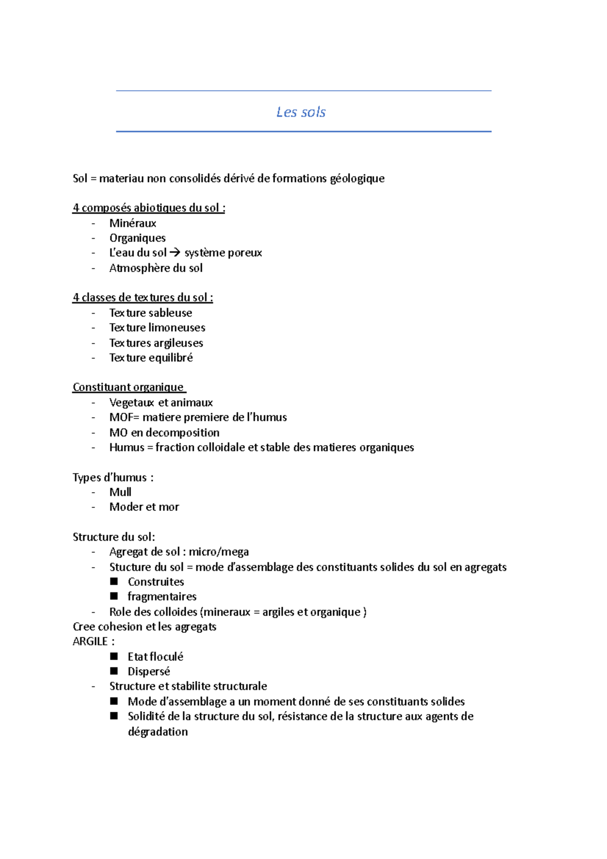 Les sols - Les sols - Les sols Sol = materiau non consolidés dérivé de ...