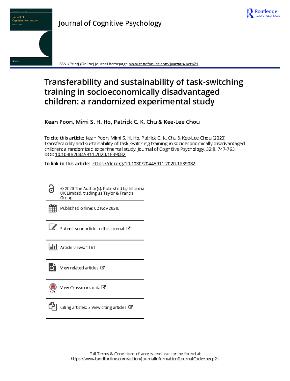 Transferability and sustainability of task switching training in socioeconomically disadvantaged ...