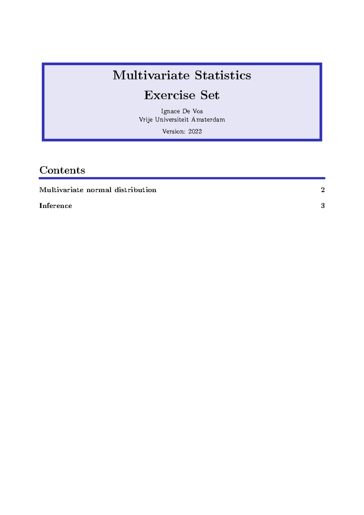 Ex mvnormal inference - practical exercises - Multivariate Statistics ...