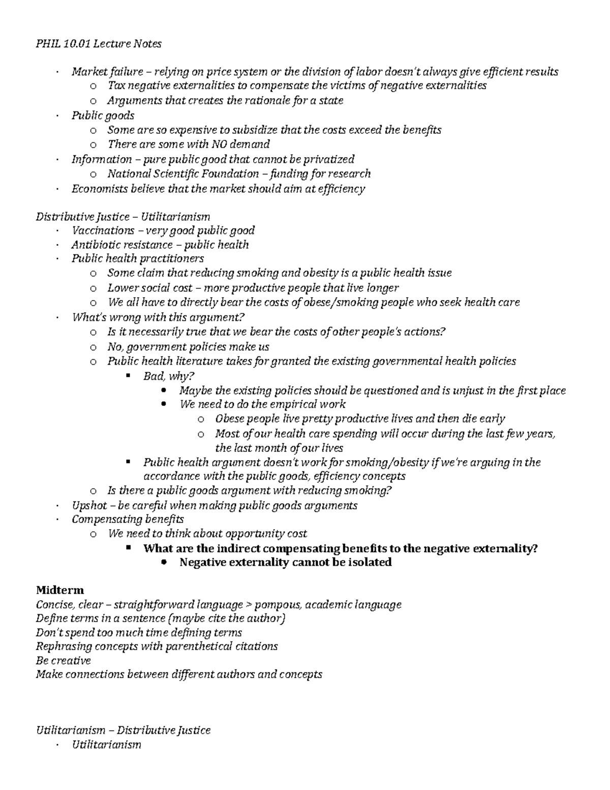 PHIL 10.01 (L) - Prof. Jonathan Anomaly - PHIL 10 Lecture Notes Market ...