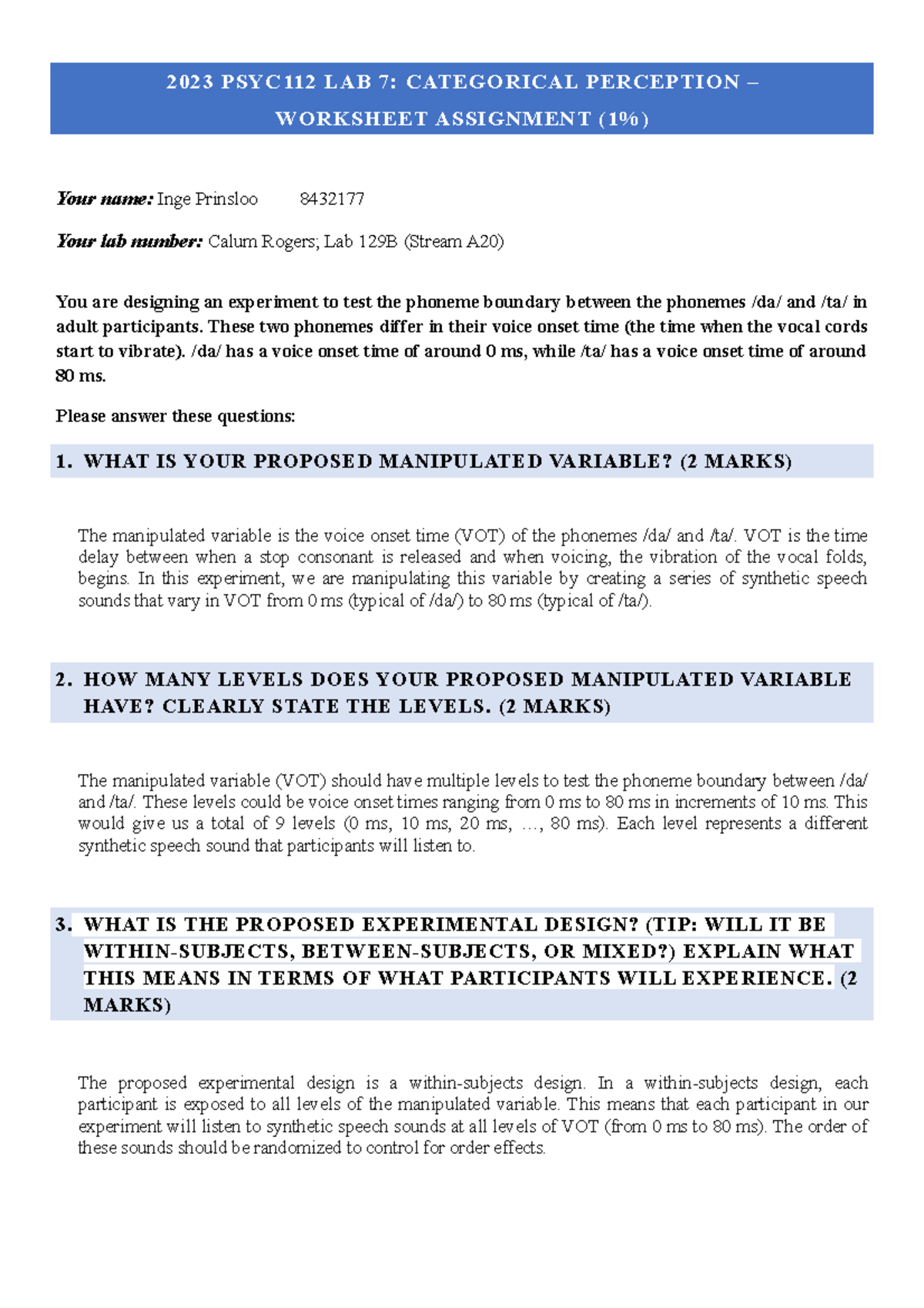 Categorical Perception Worksheet Assingment - 2023 PSYC112 LAB 7 ...