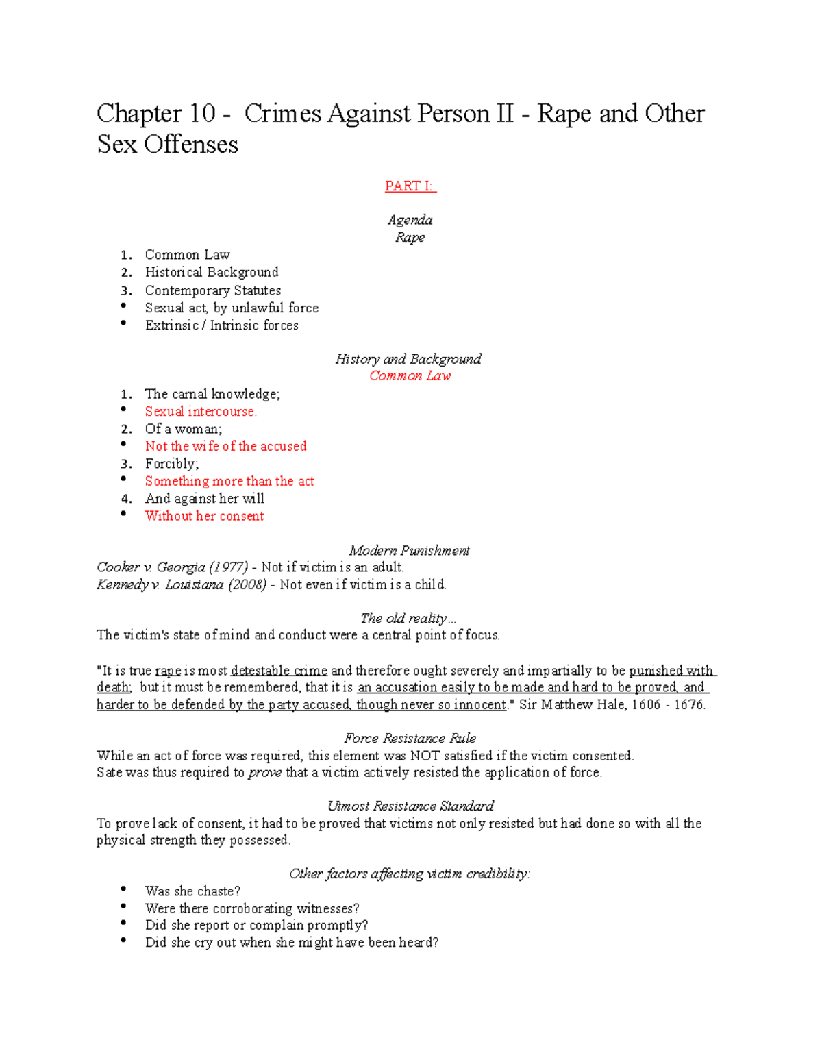 CJ Notes 1330 chap 10 - Chapter 10 CJ 1330 - Chapter 10 - Crimes ...