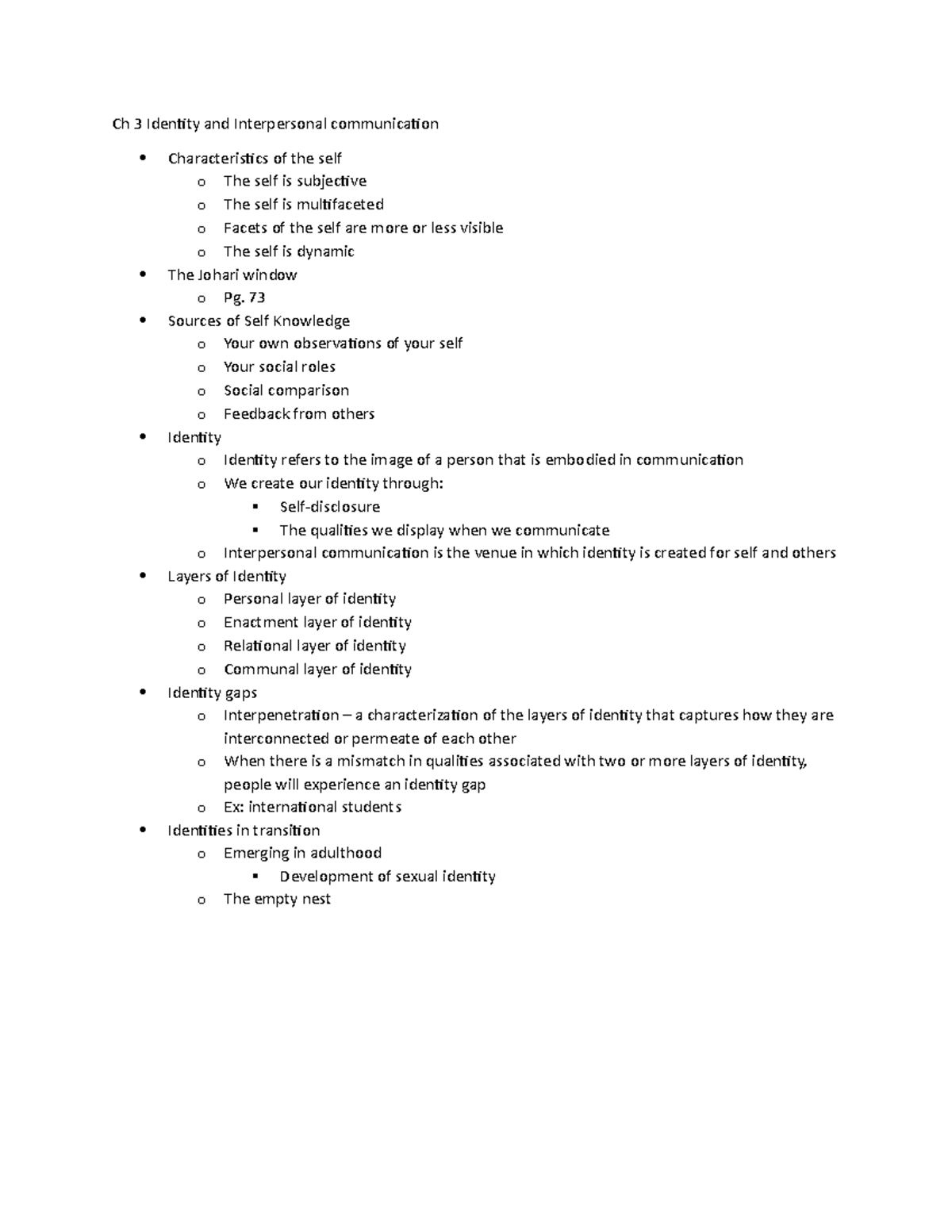 Ch 3 Identity and Interpersonal communication - 73 Sources of Self ...