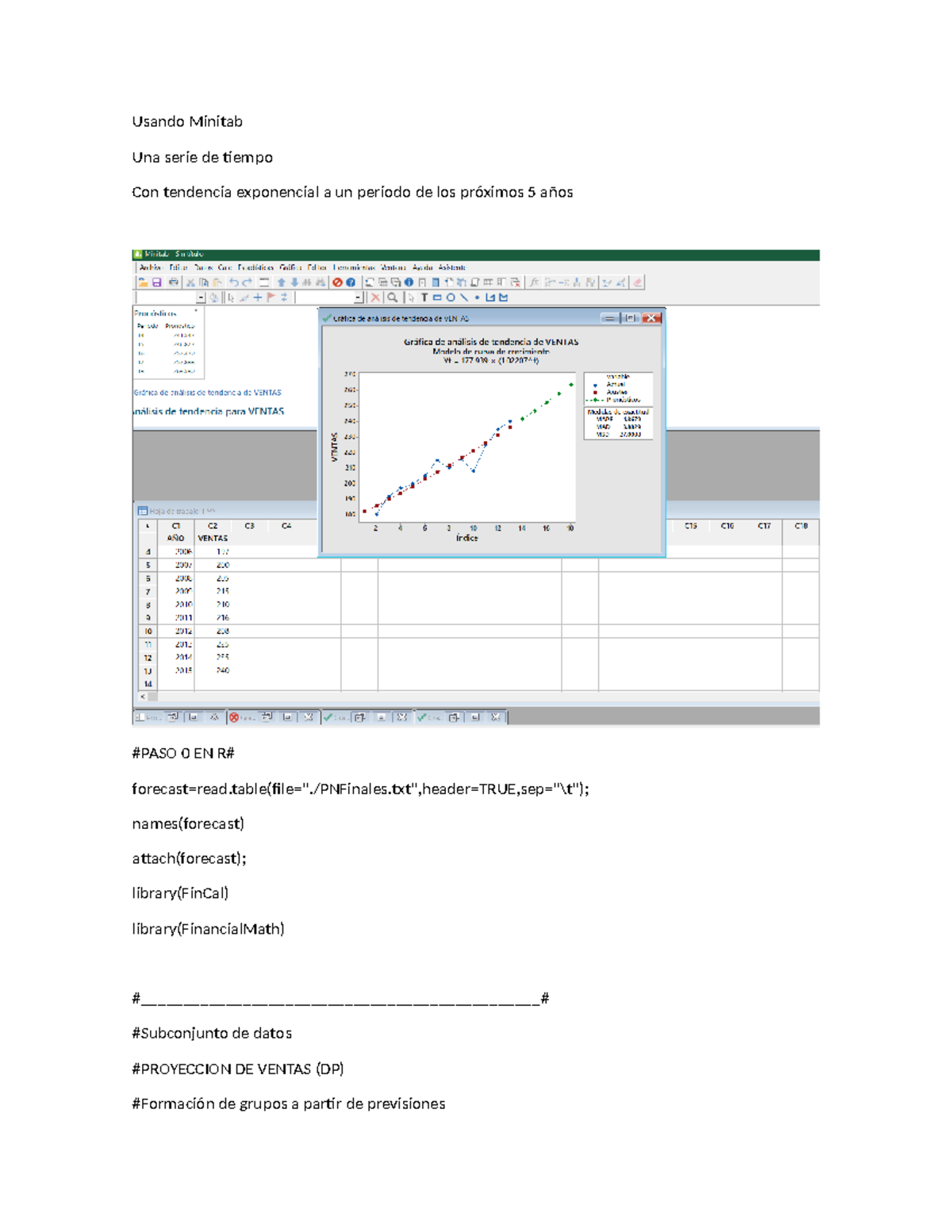 Usando Minitab - Usando Minitab Una serie de tiempo Con tendencia ...
