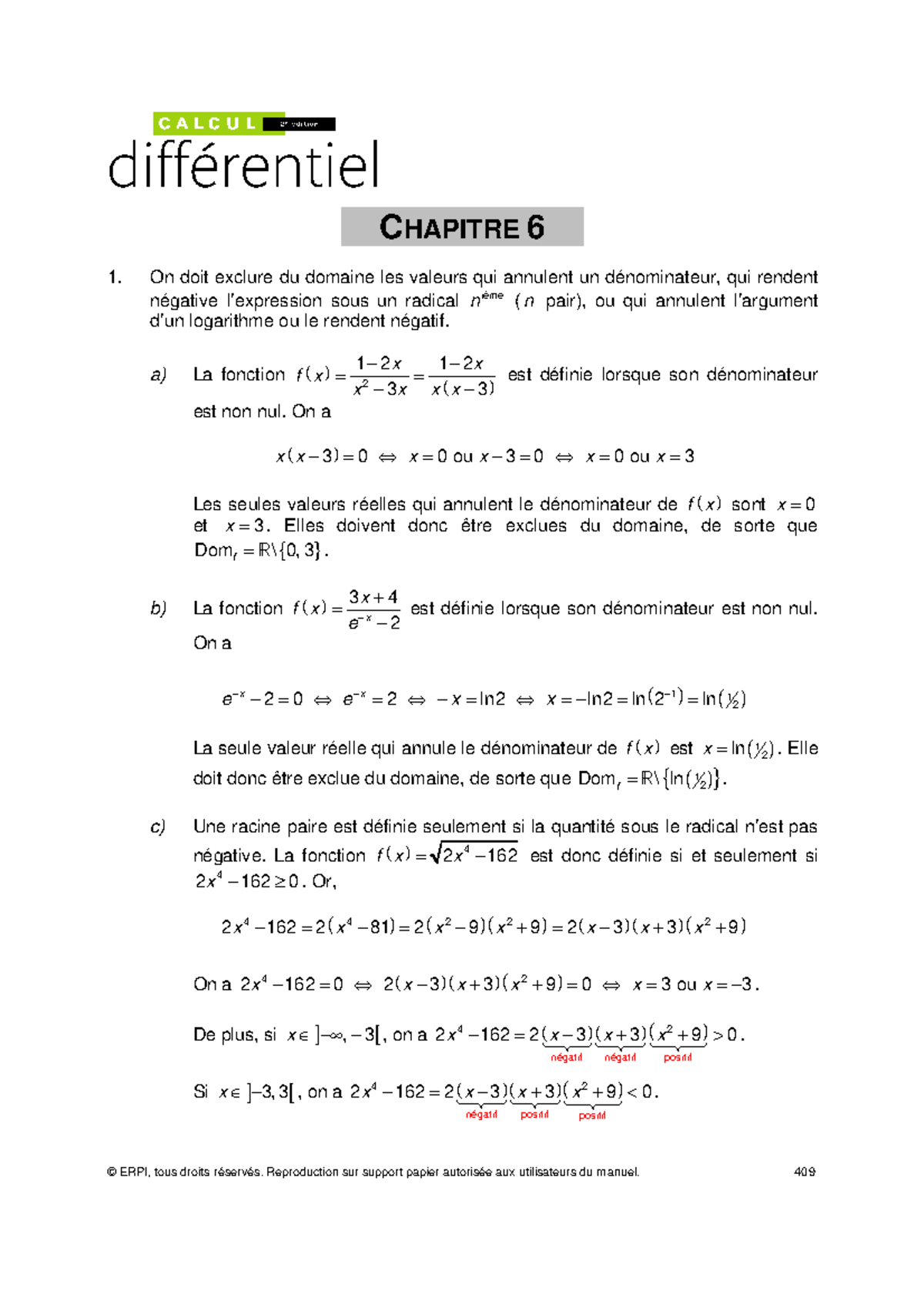 Sol Exer Recap Chap6 - solutionnaire manuel calcul différentiel (exercices révision et/ou - Studocu