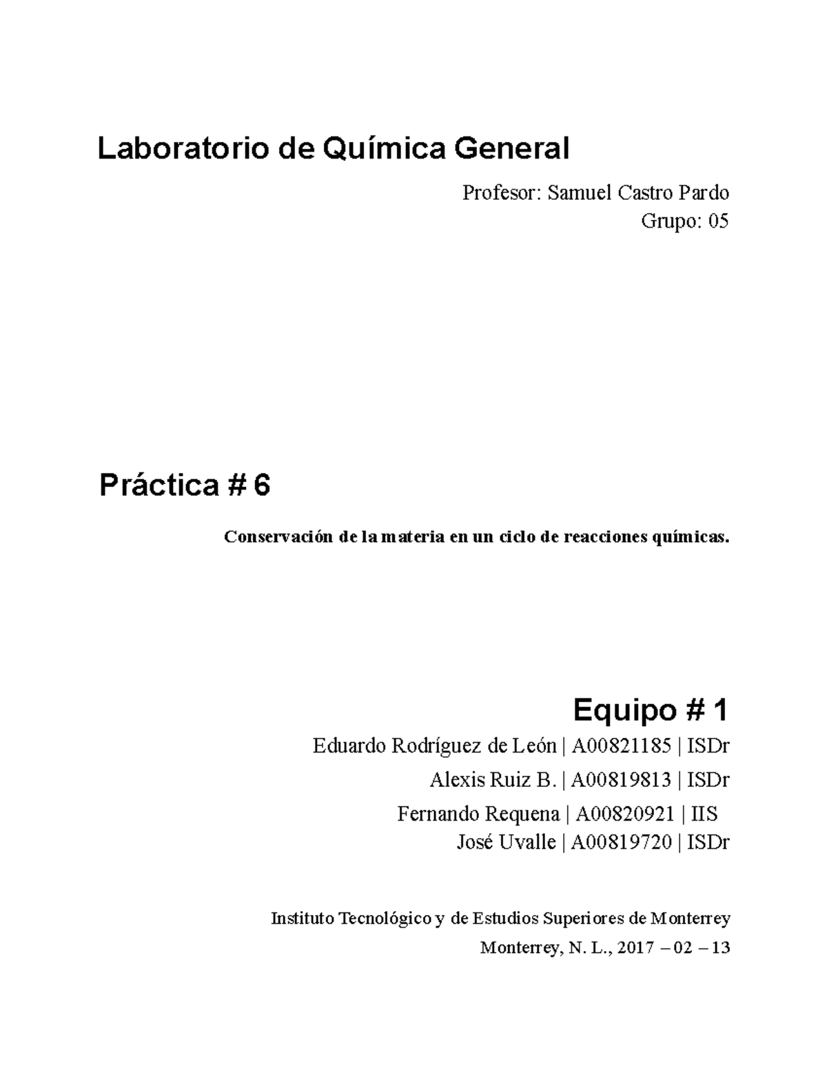 Practica # 6 Laboratorio de Química General - Laboratorio de Química ...