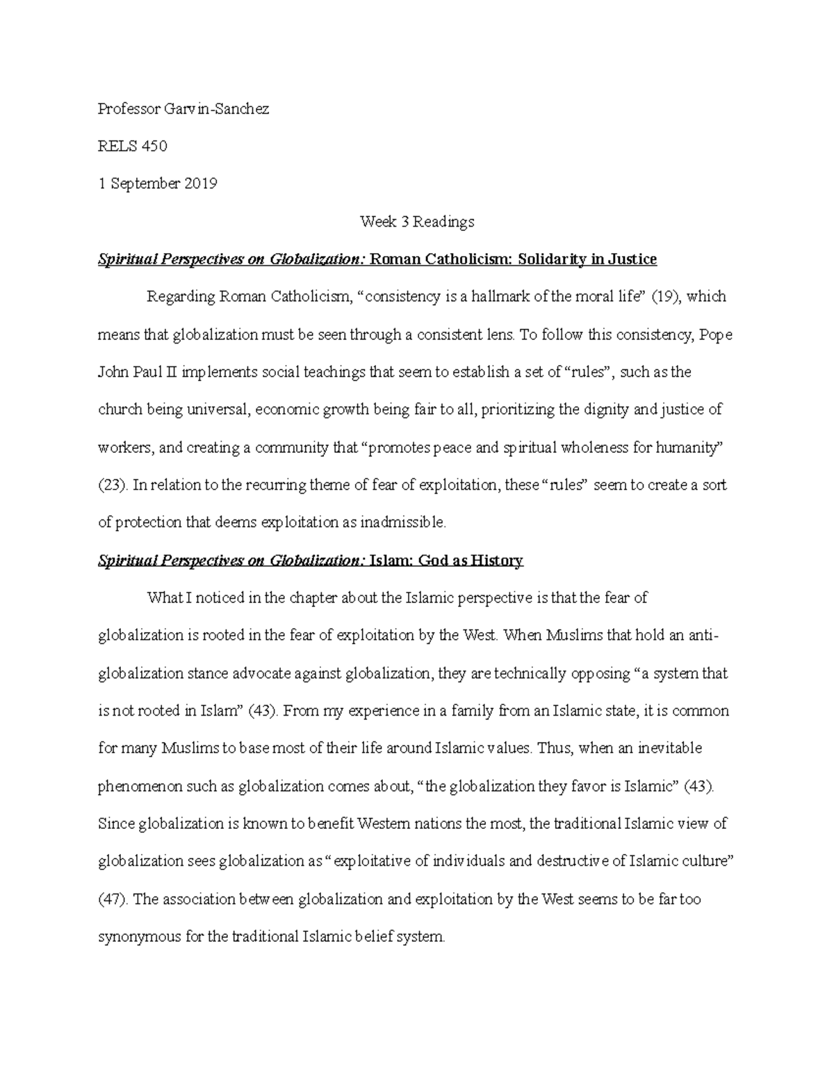 Week 3 Assignment - religion, globalization & social justice ...