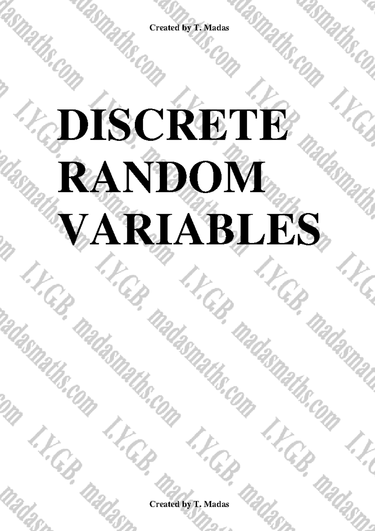 Discrete random variables - ####### a) Explain why a = 0. b) Find the ...