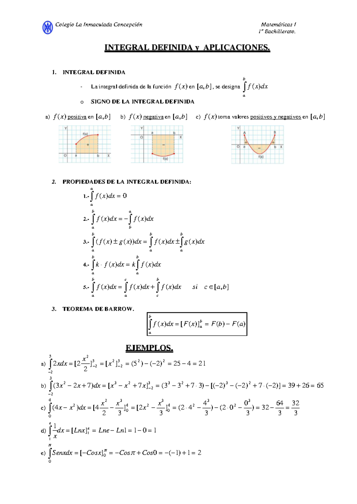 integrales indefinidas faciles de entender - 1º Bachillerato. IN ...