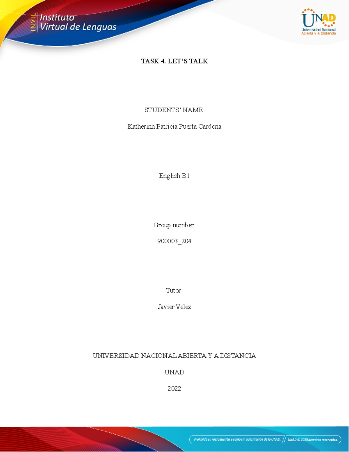 Annex 7 - Template Lets talk Katherinn Puerta - TASK 4. LET’S TALK ...