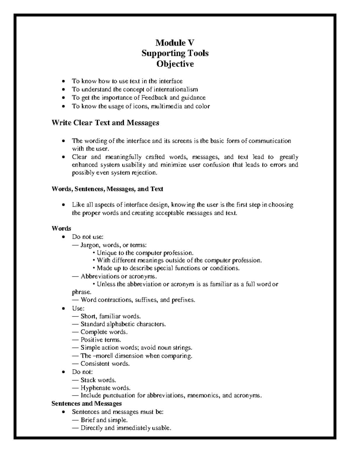 HCI Module-5 - Module V Supporting Tools Objective To know how to use ...