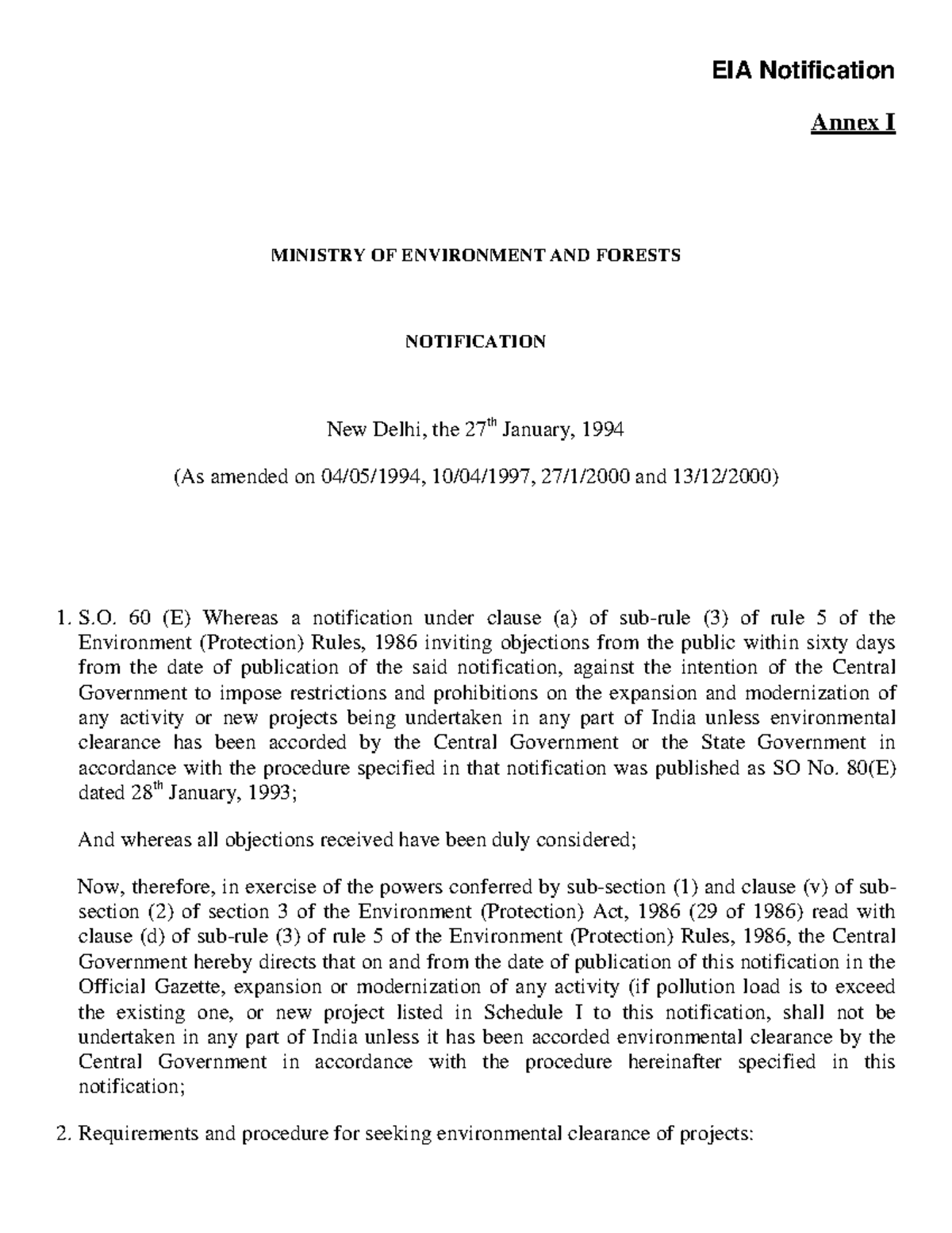 3. MOEF Notification - list of projects, composition of expert ...