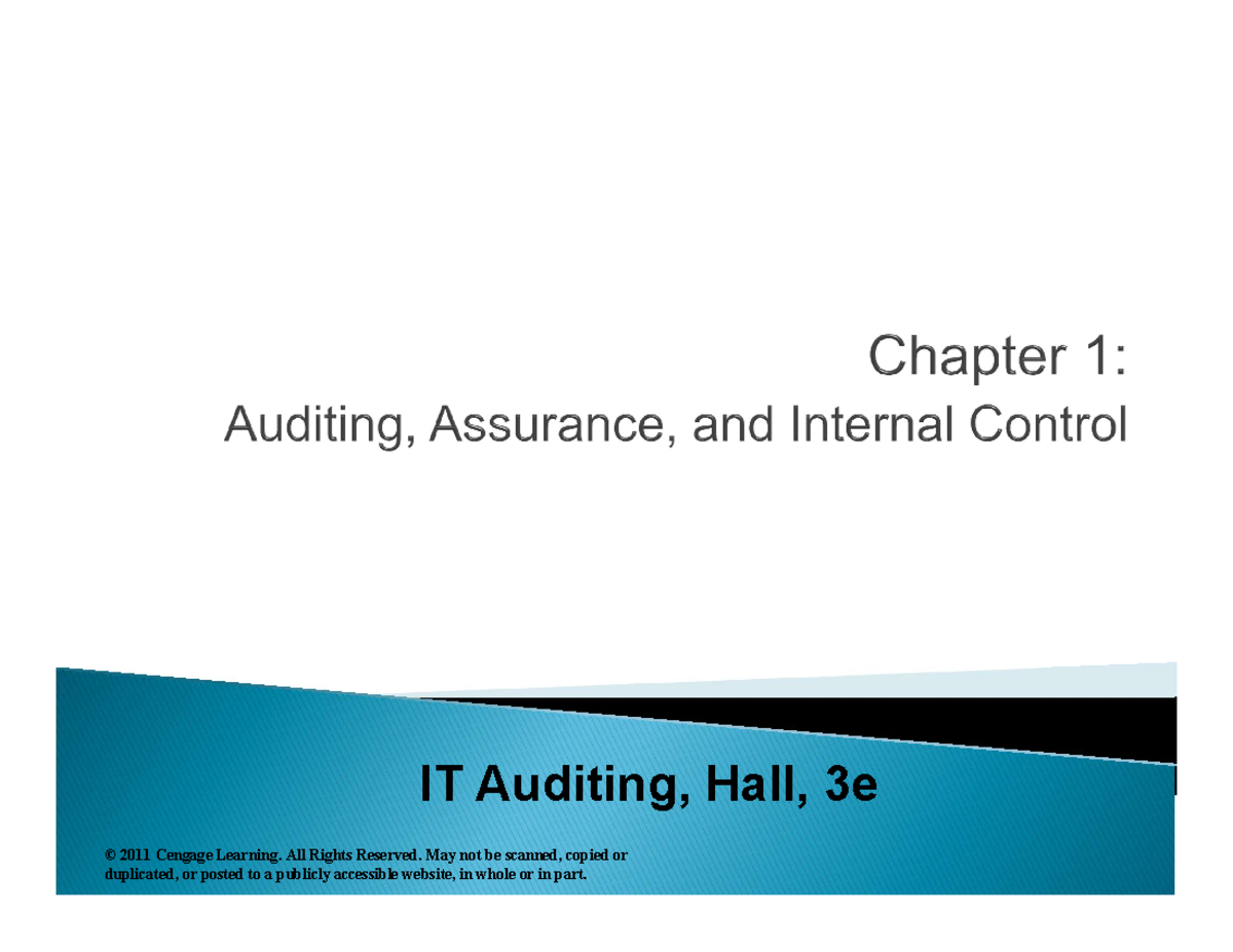 Ch1 - Auditing and Internal Control PPT - © 2011 Cengage Learning. All Rights Reserved. May not ...