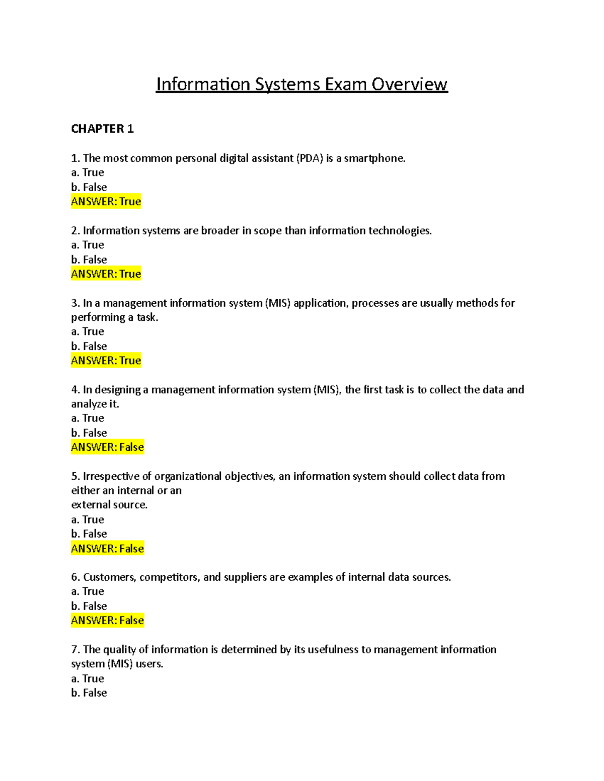 Information Systems Exam Overview - Information Systems Exam Overview ...
