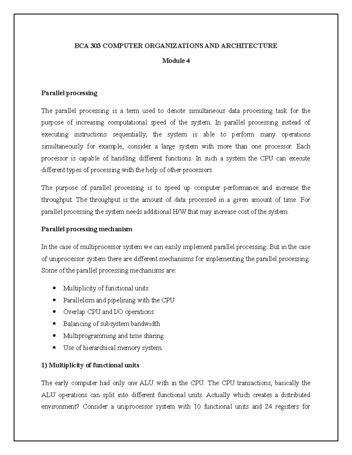 Computer Organization And Architecture Module 4 Bca 303 Computer