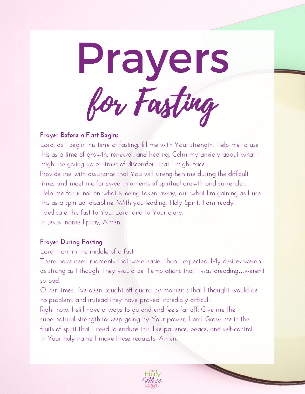 Prayers for Fasting Printable - Prayers for Fasting Prayer Before a ...