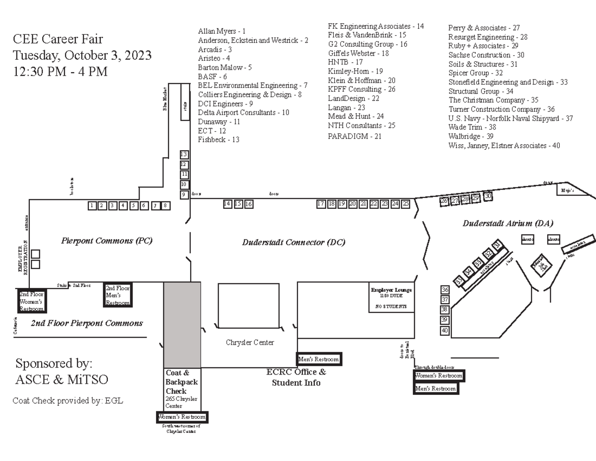 CEE Career Fair Map 2023 - CEE Career Fair Tuesday, October 3, 2023 12: ...