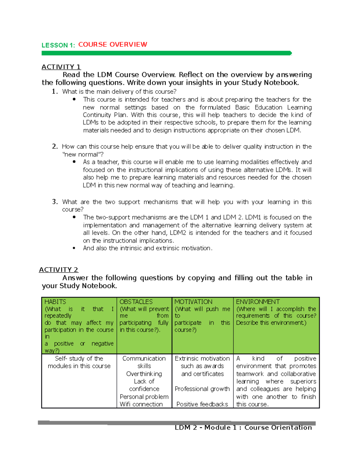 LDM Module 1 final laks - school based information and guidelines about ...