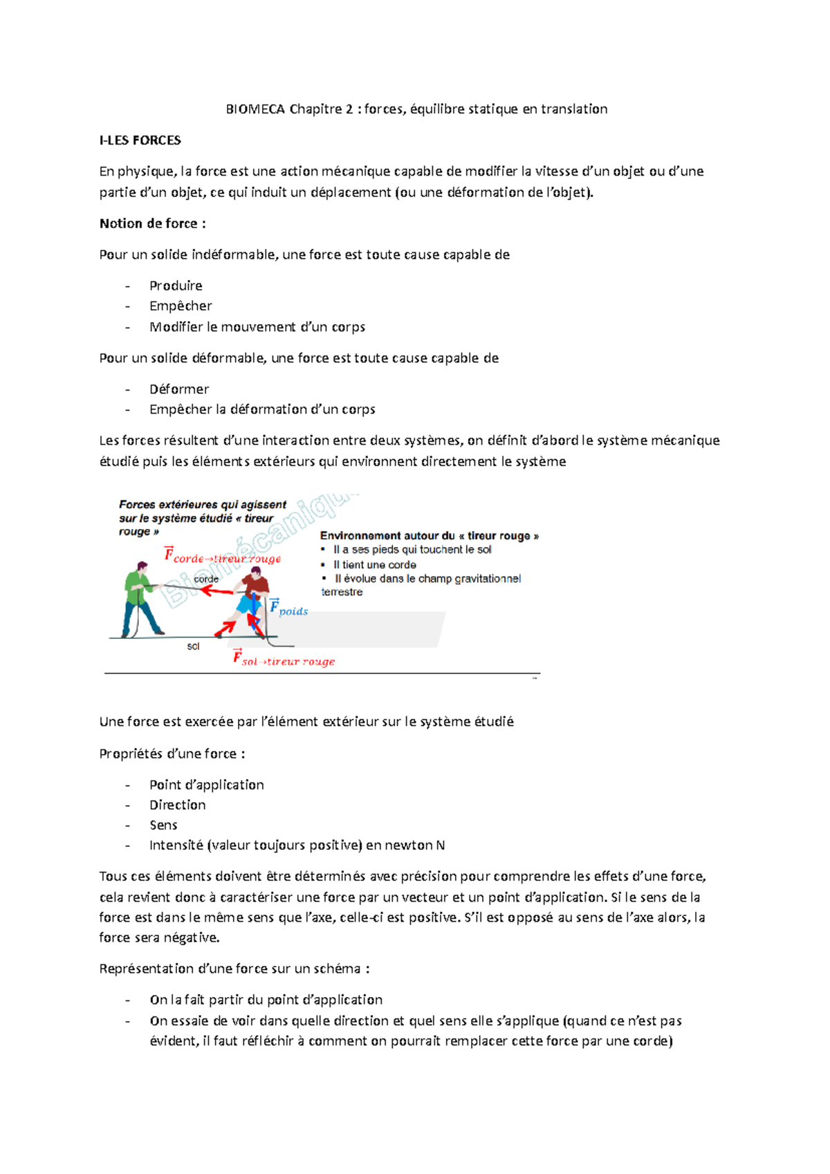 Chapitre 2- forces, équilibre statique en translation - BIOMECA ...