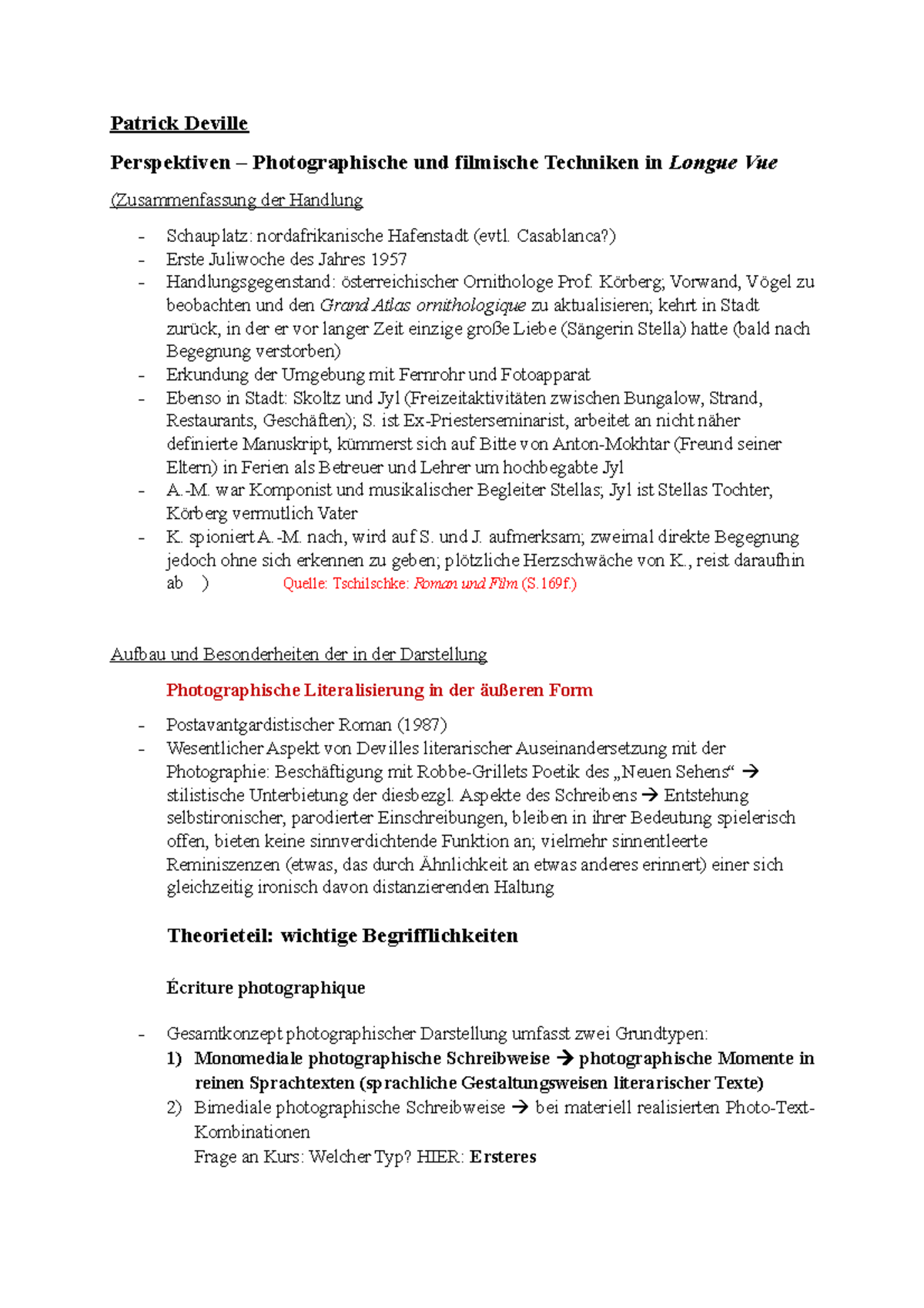 Referat Handout Longue Vue - Patrick Deville Perspektiven ...