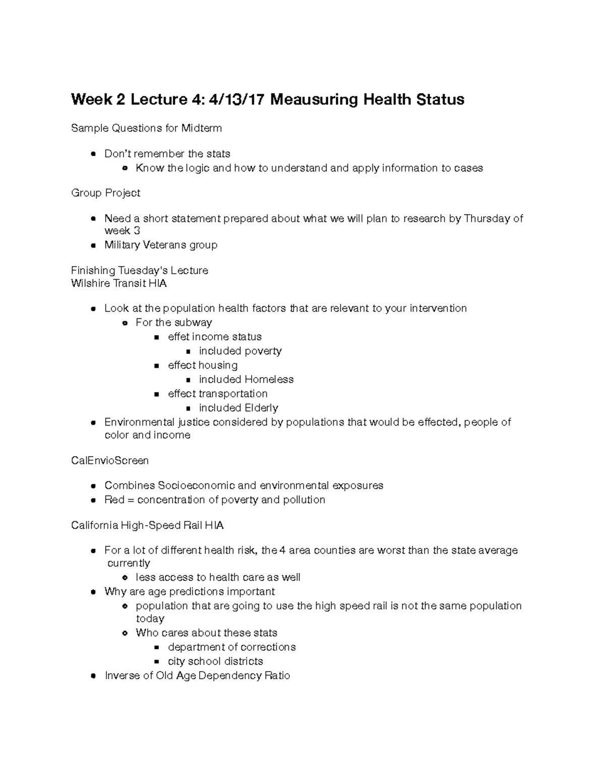 Com Hlt 100 - Week 2 Lecture 4 - Lecture Notes - Week 2 Lecture 4: 4/13 ...