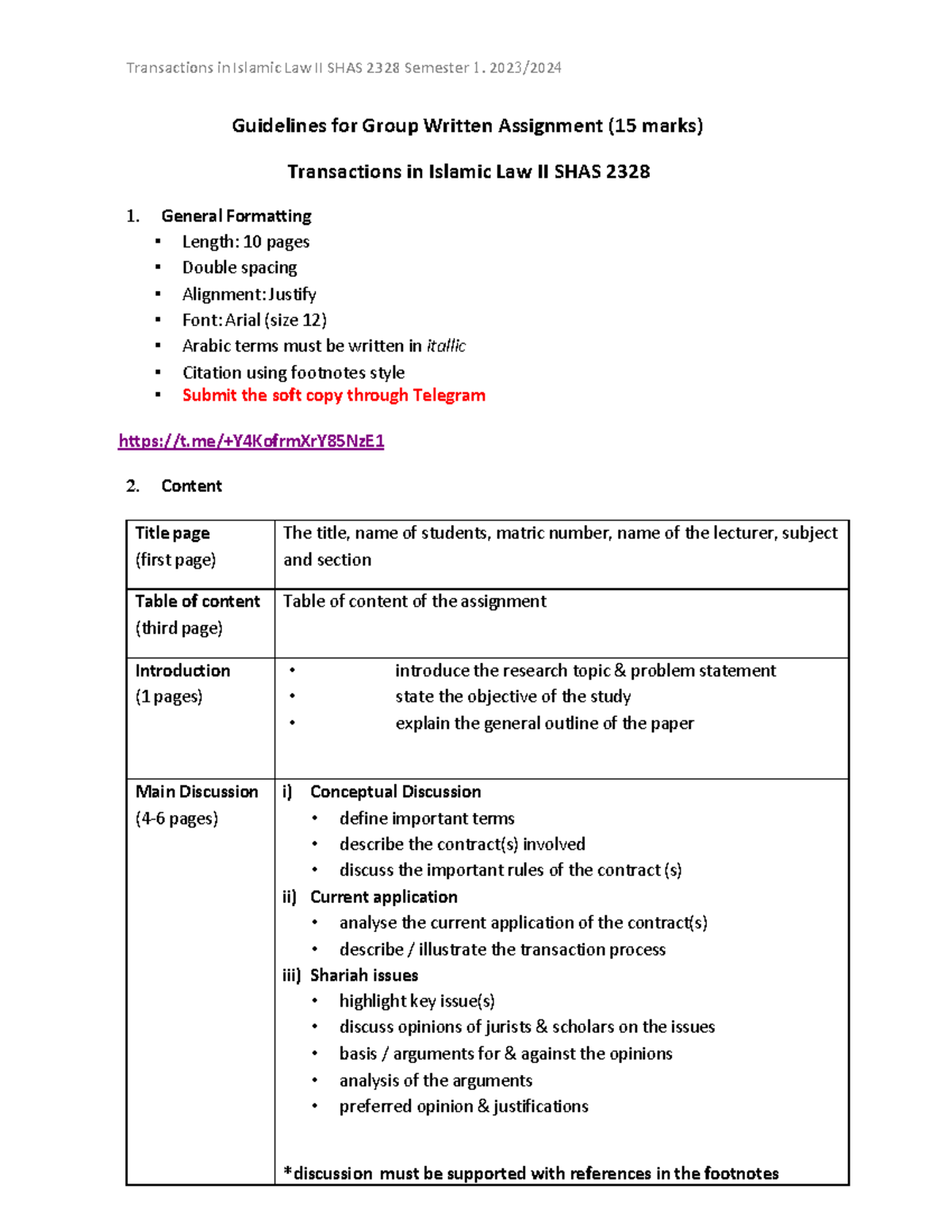 Guidelines for Group Assignment transaction II (1) - Transactions in ...