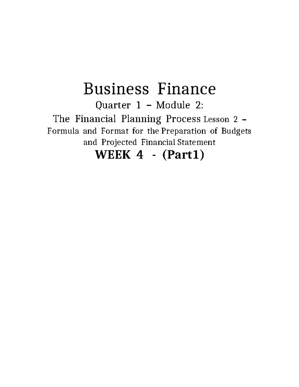 Business Finance - Quarter 3 - Module 2.2 - WEEK 4 (Part1) - Business ...