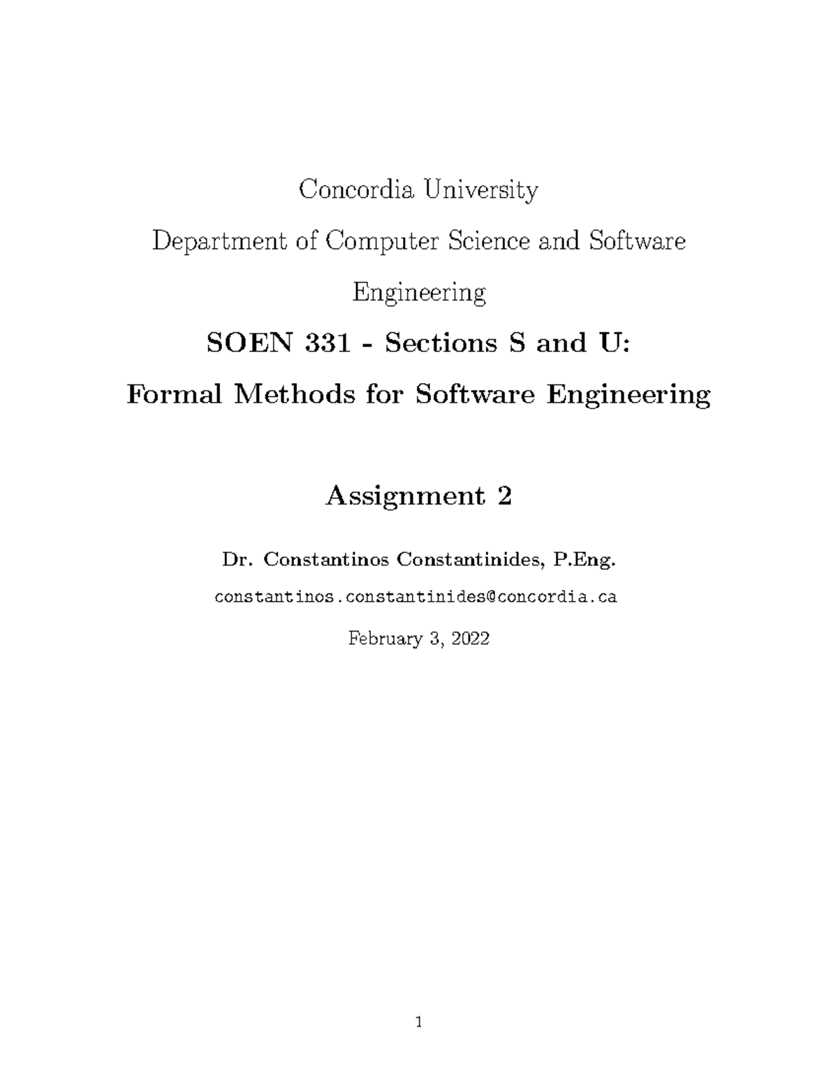 A2 - Assignment #2 for Winter 2022 - Concordia University Department of Computer Science and ...