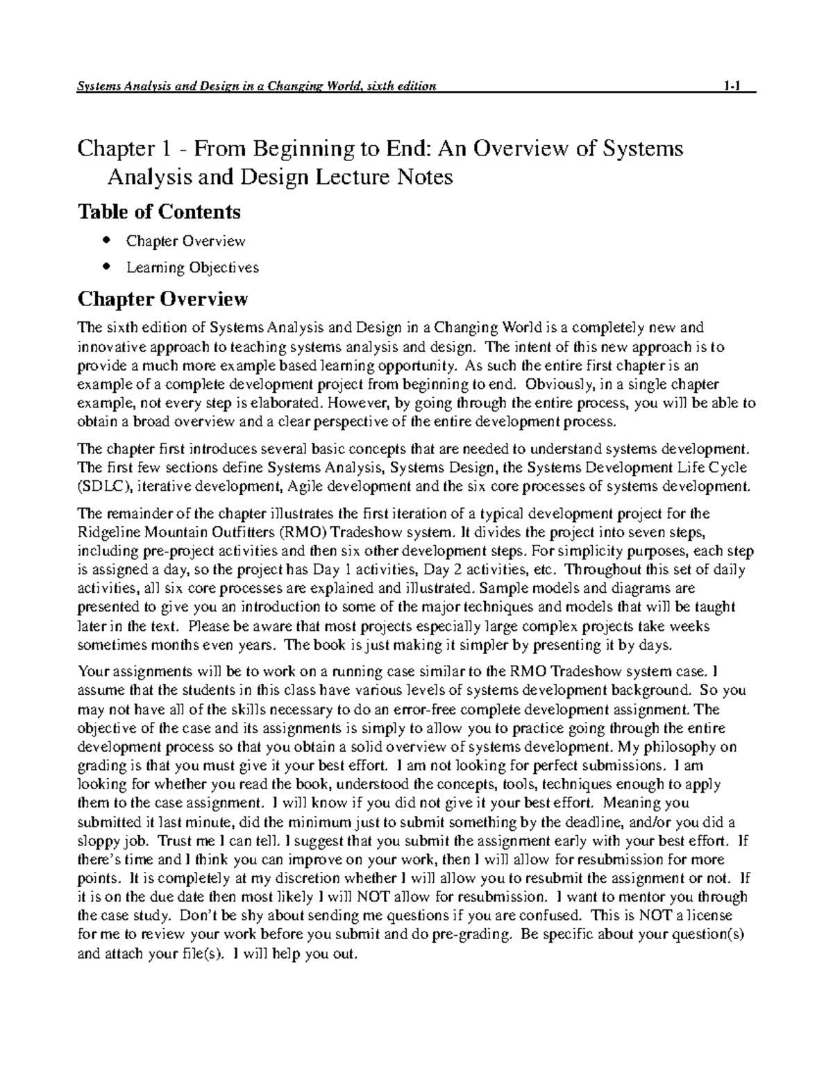 ICT2622-Chapter 01Lecture - Systems Analysis and Design in a Changing World, sixth edition 1-1 ...