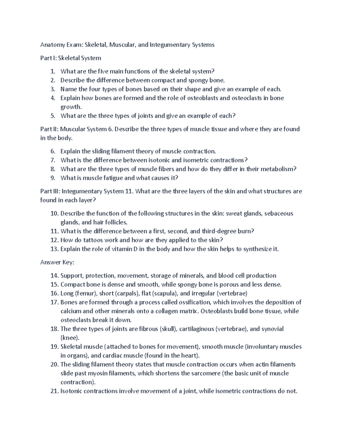 Skeletal systems - Anatomy Exam: Skeletal, Muscular, and Integumentary ...