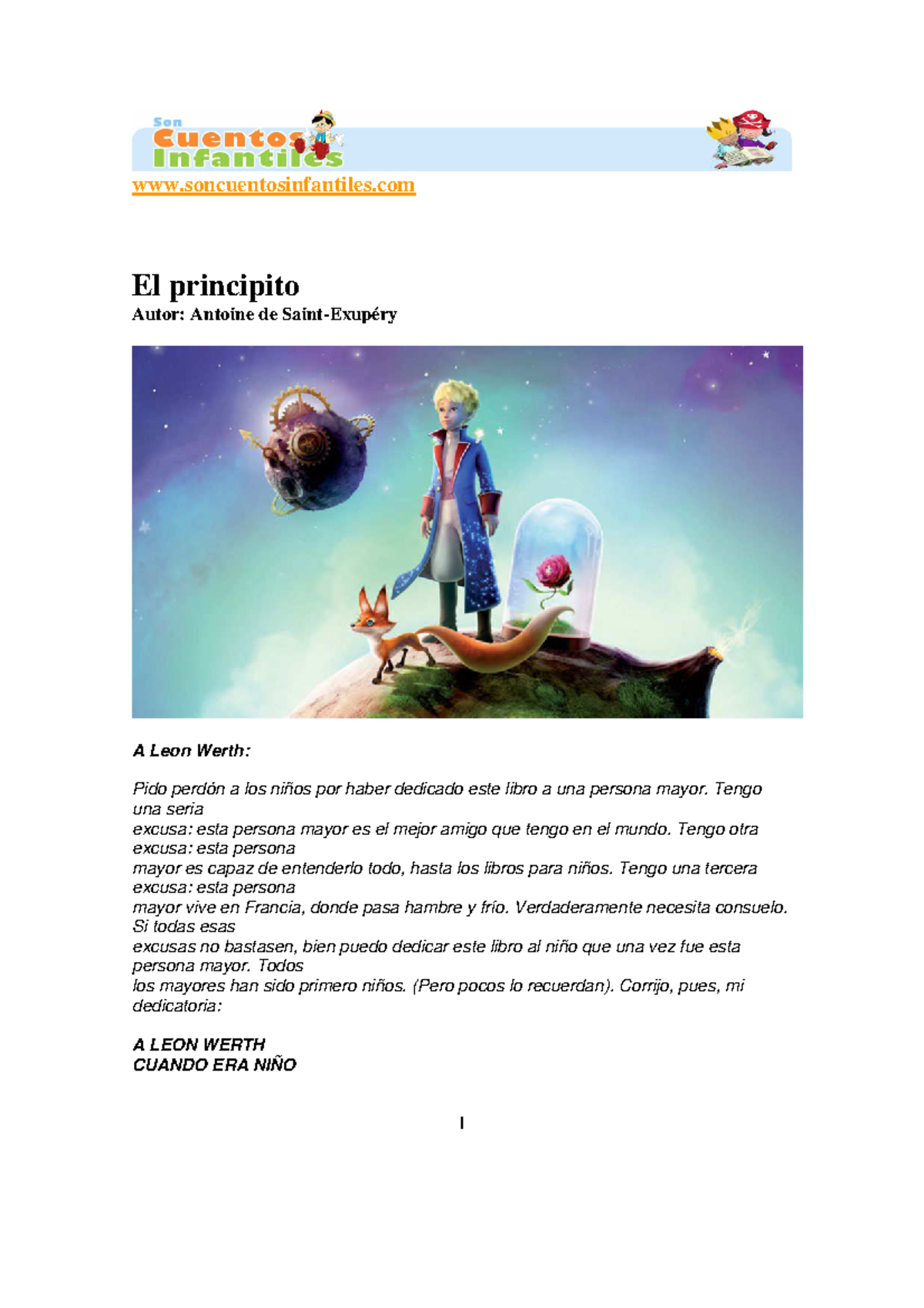 Elprincipito ilustrado - soncuentosinfantiles El principito Autor ...