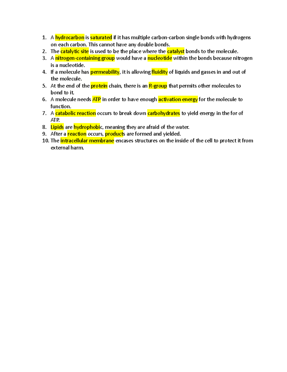 Written lecture assignment 1 - A hydrocarbon is saturated if it has ...