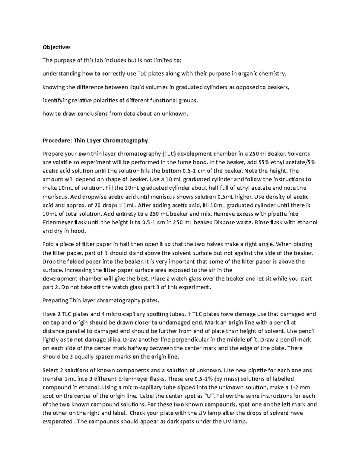 O Chem Lab Report II - Objectives The purpose of this lab includes but ...