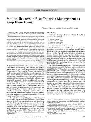 Rehabilitation from Airsickness in Military Pilots - Delivered by ...