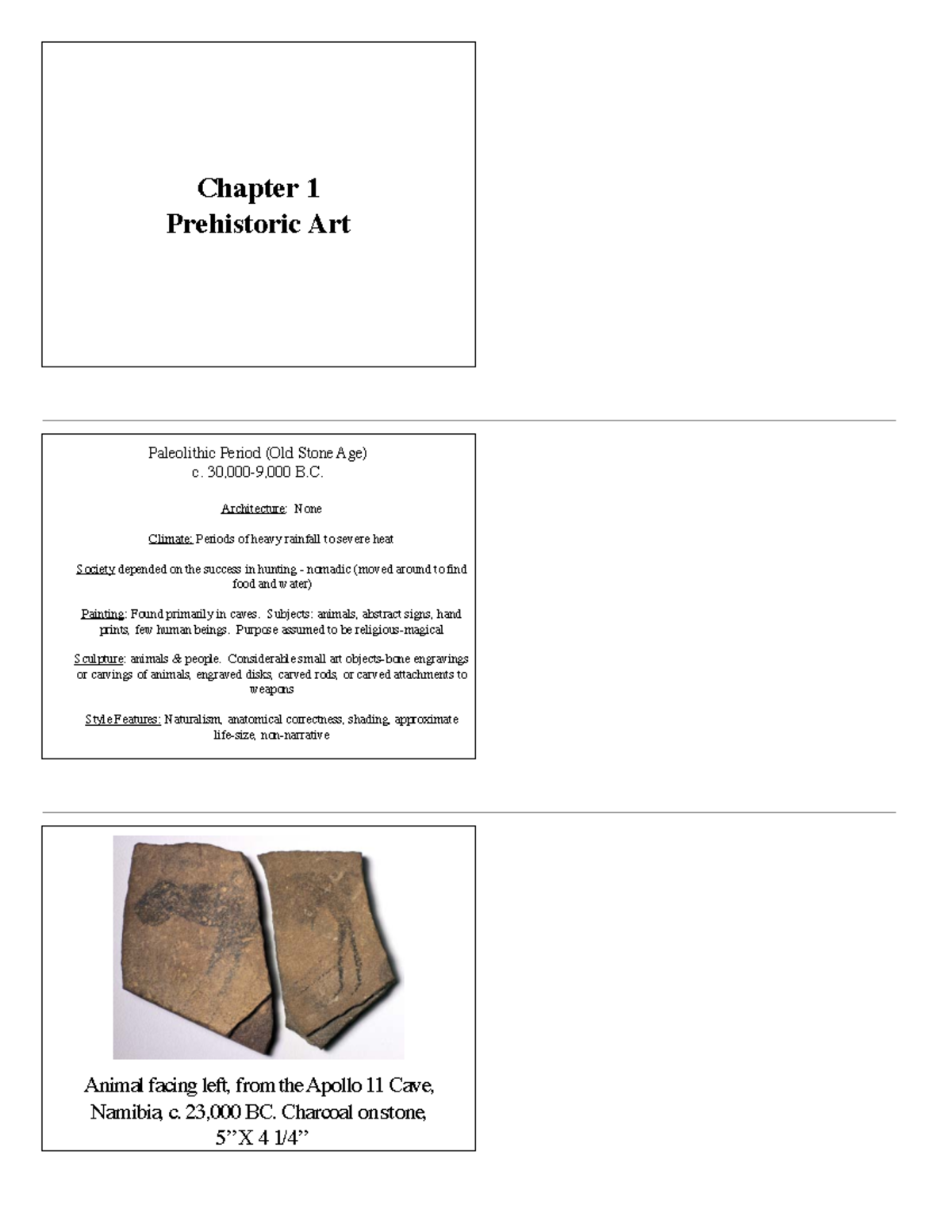 1. Art in the Stone Age - Lecture notes 5 - Chapter 1 Prehistoric Art ...