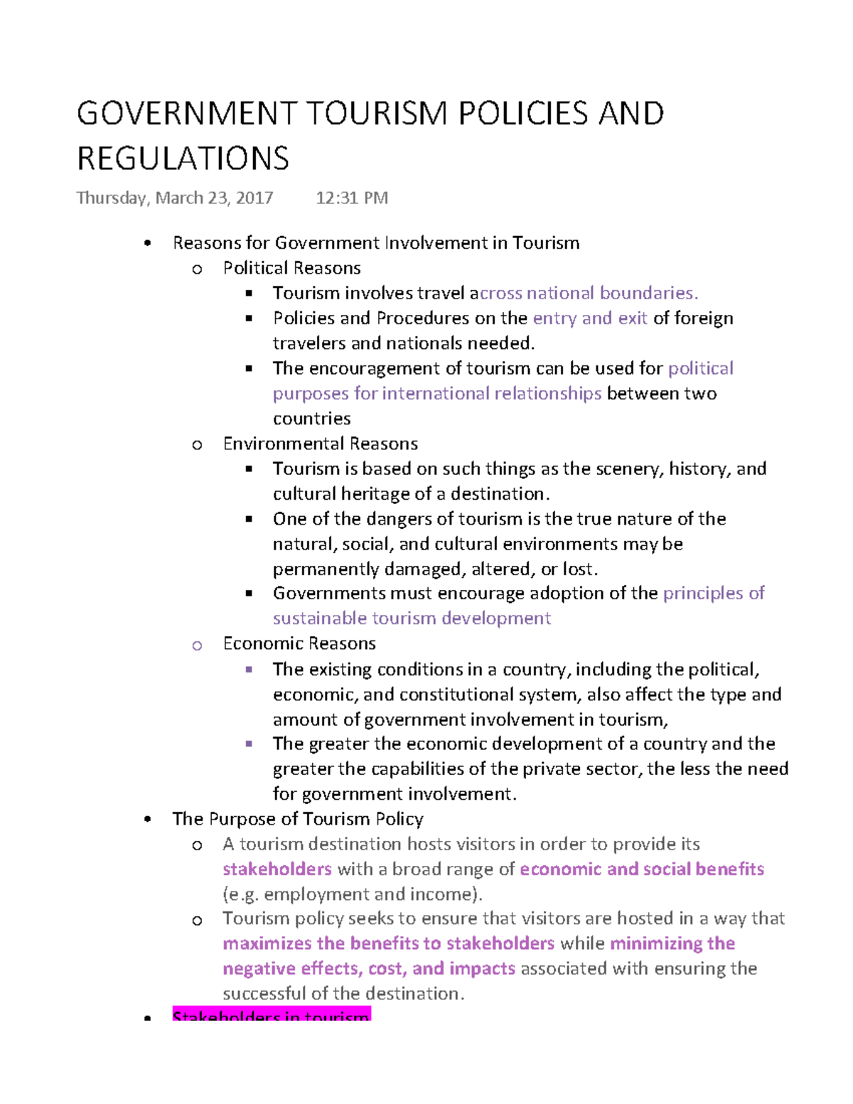 Government Tourism Policies AND Regulations - Warning: TT: undefined ...