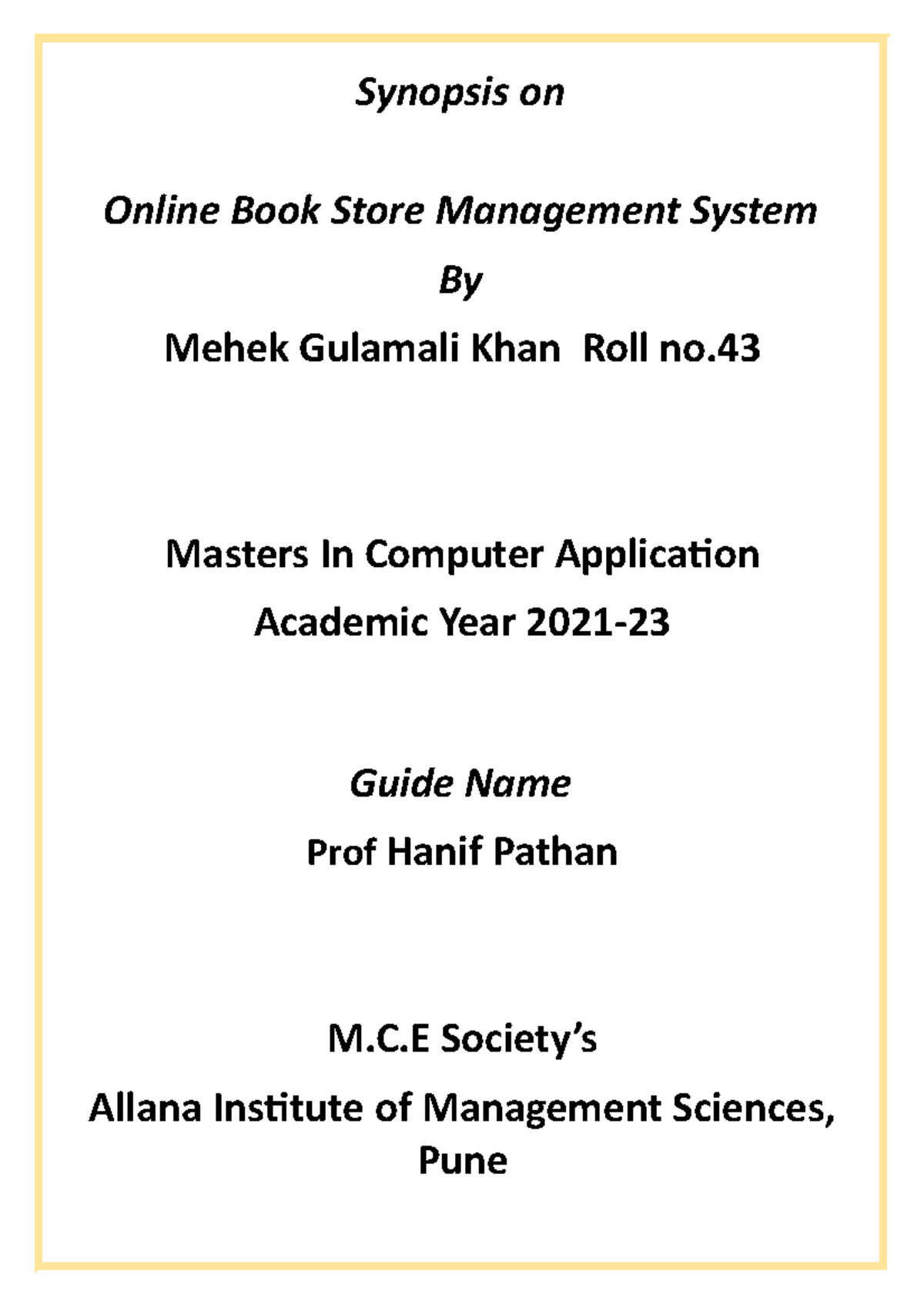 Synopsis On Online Book Store - Synopsis on Online Book Store ...