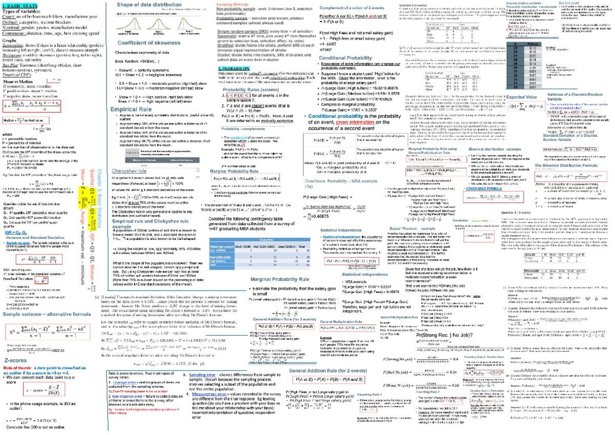 Cheat Sheet EXAM - STAT1008 - Studocu